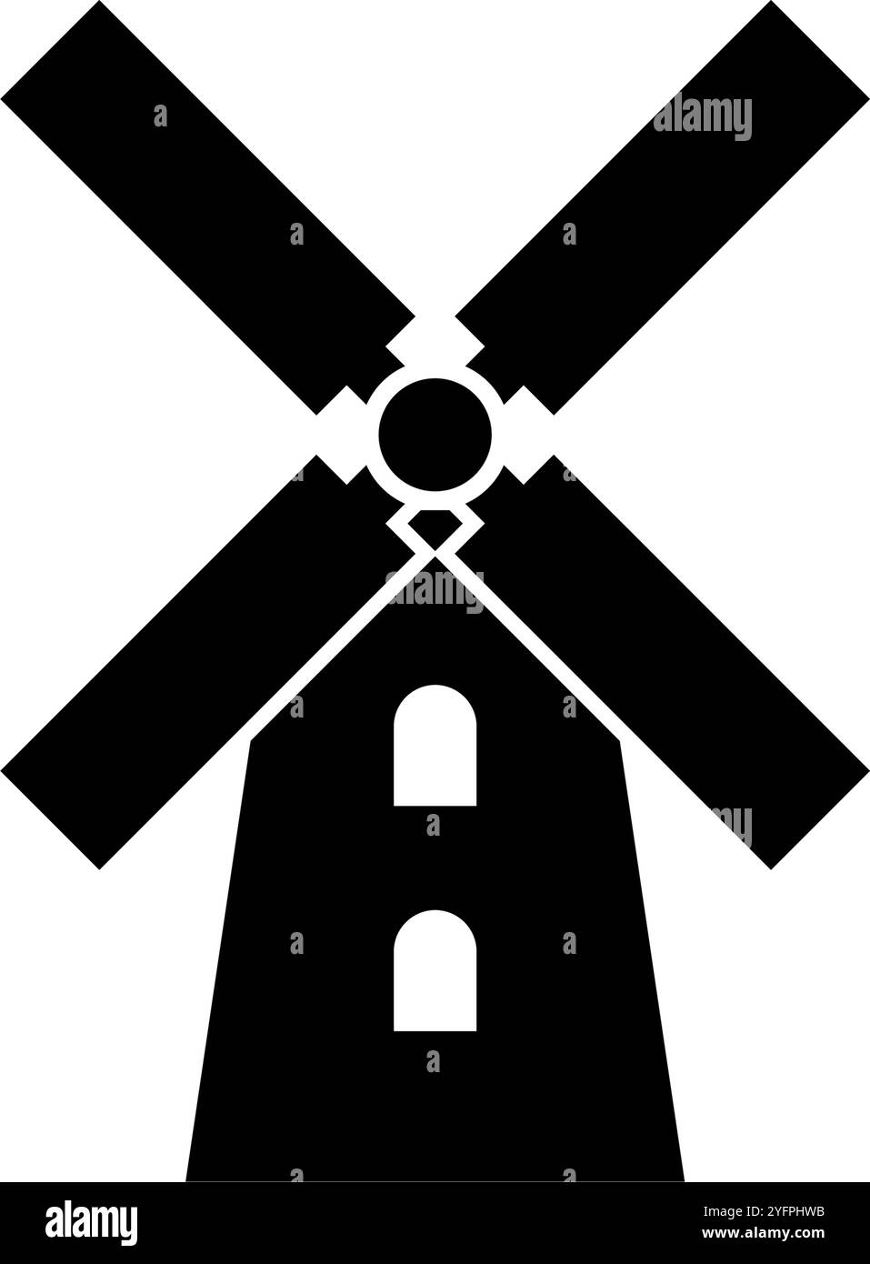 Black and white minimalist icon of a traditional windmill, perfect for ...