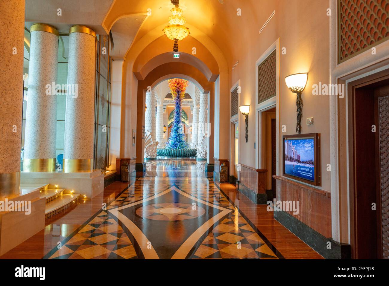 Dubai, Atlantis the Palm hotel with blown glass sculpture by Dale ...