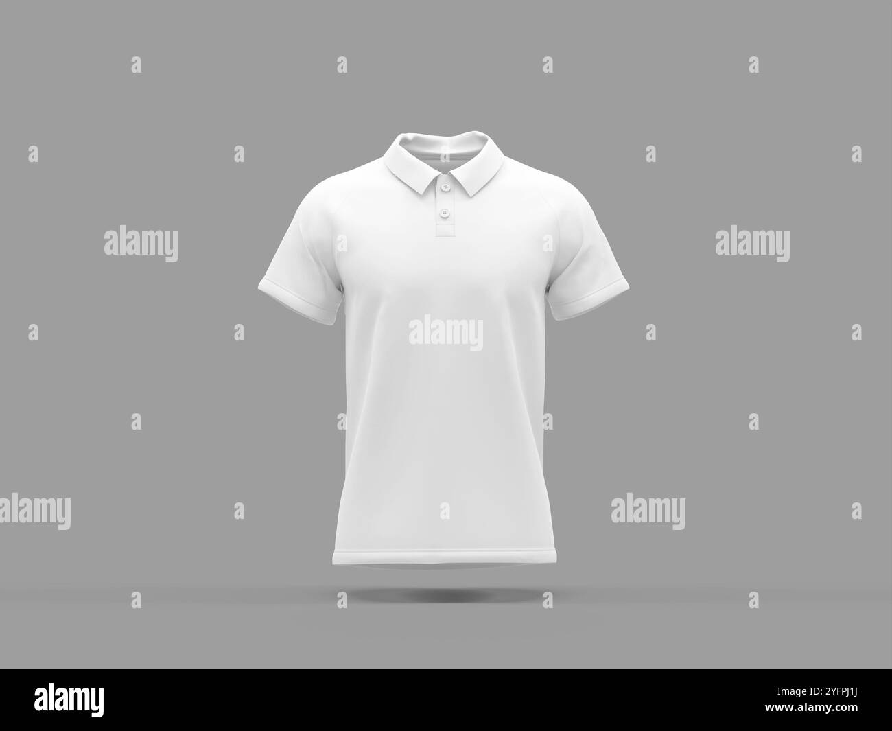 Front View White Blank Polo Shirt Mockup 3D Render Stock Photo - Alamy