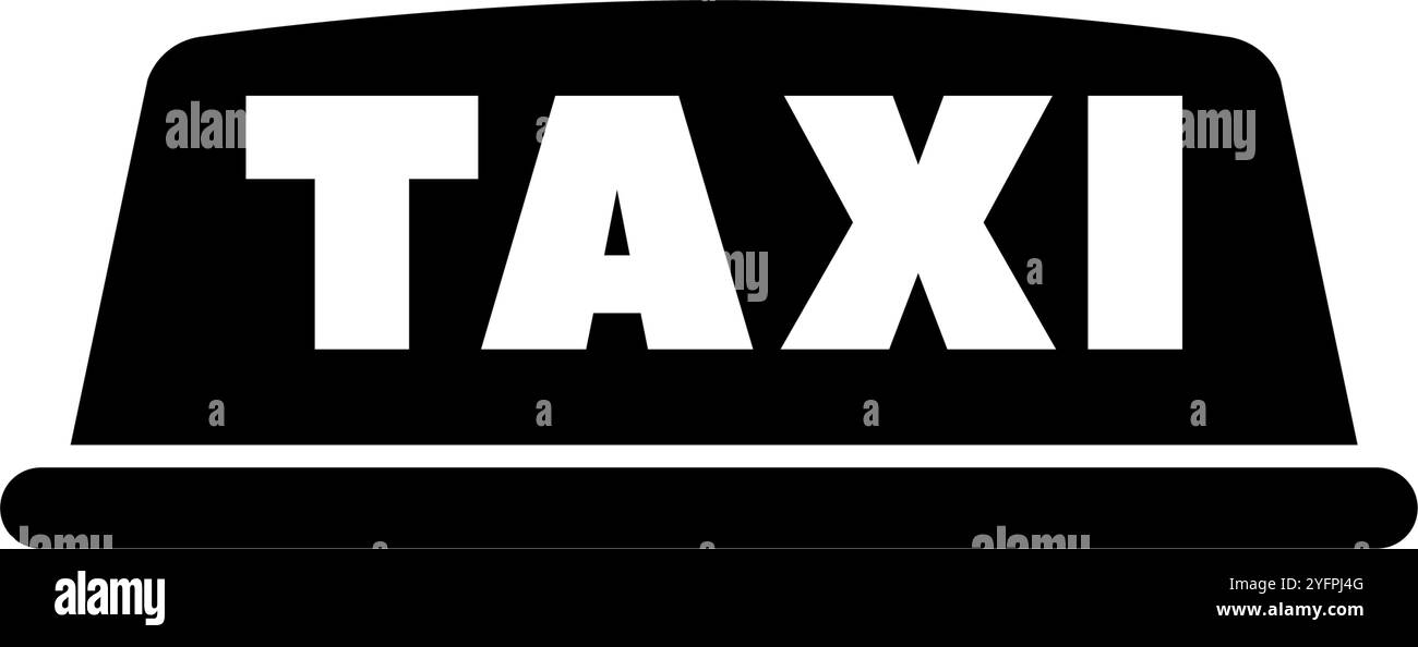 Black and white vector icon of a taxi cab sign, perfect for urban ...