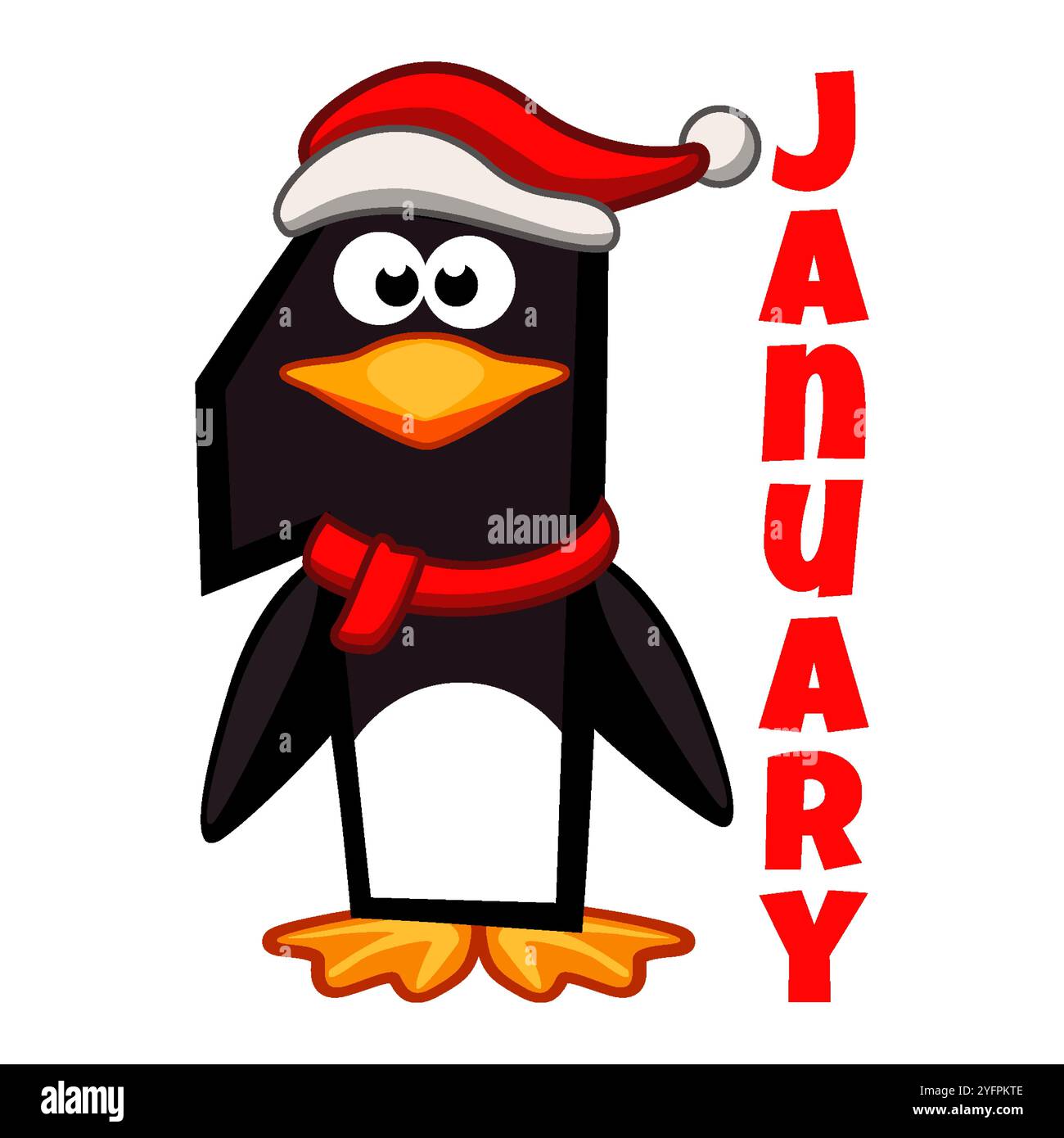 Illustration 1January -Happy New Year with penguin number. Calendar ...