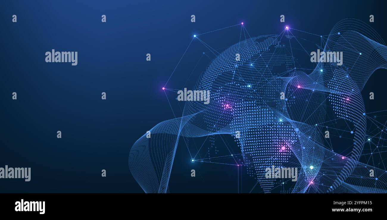 Global network connection concept. Big data visualization. Social network communication in the ...