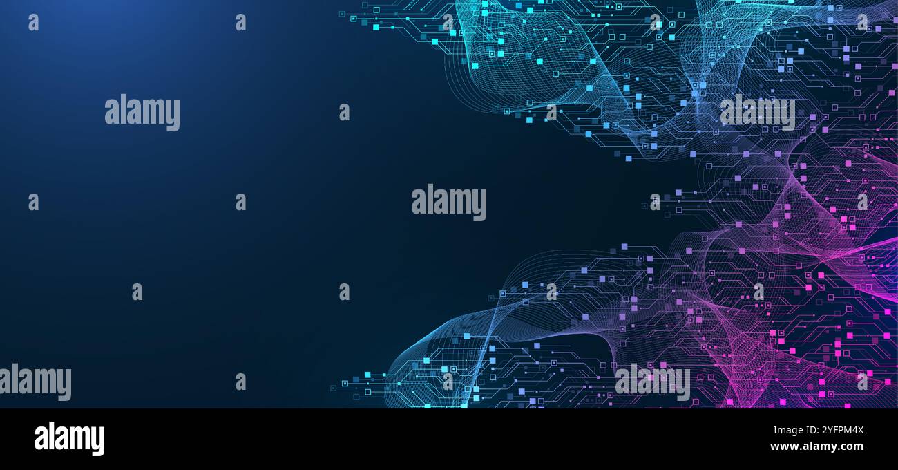 Artificial Intelligence with circuit electric line style. Digital ...