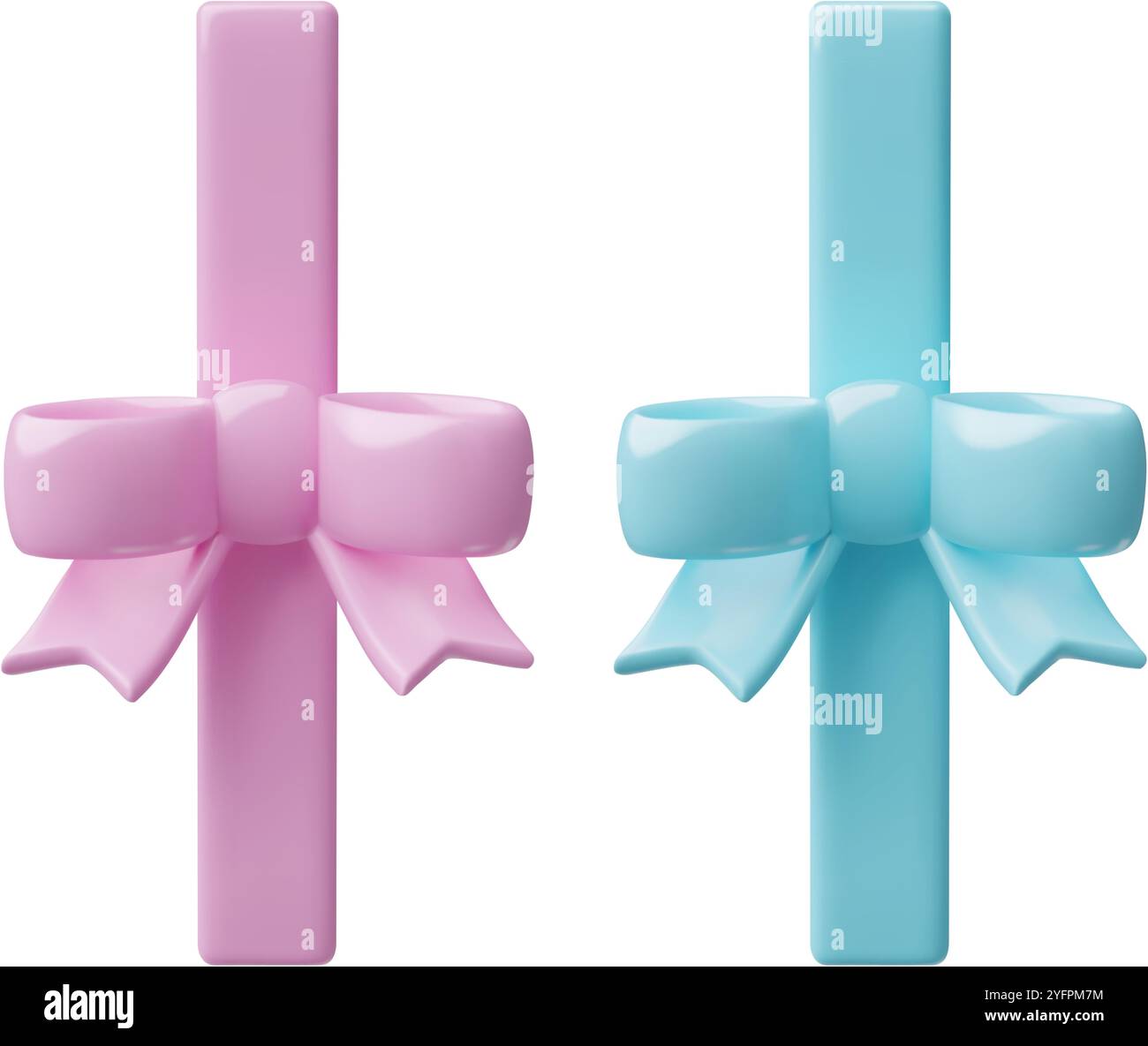 Pink and blue ribbons with bows 3d vector illustrations for baby shower ...