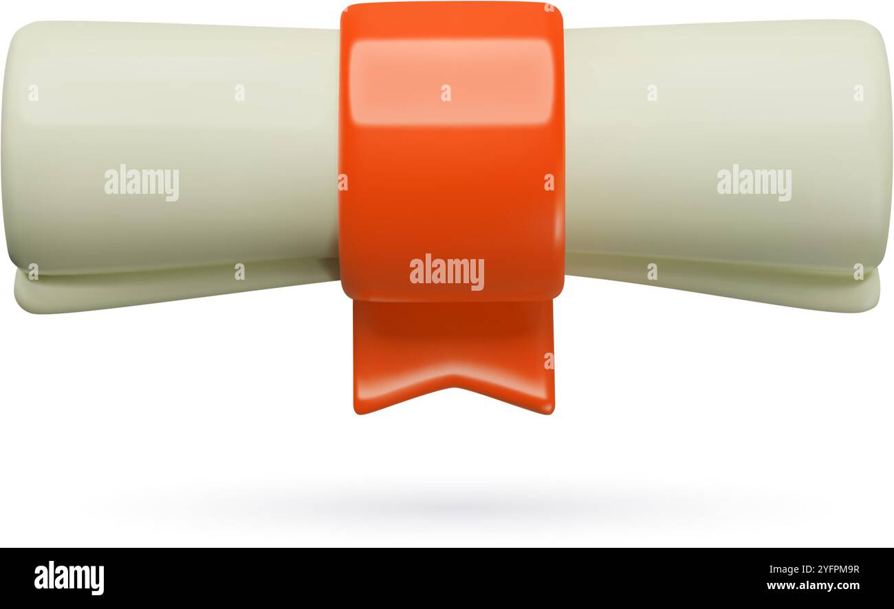 3D Graduation diploma paper scroll with red ribbon education ...