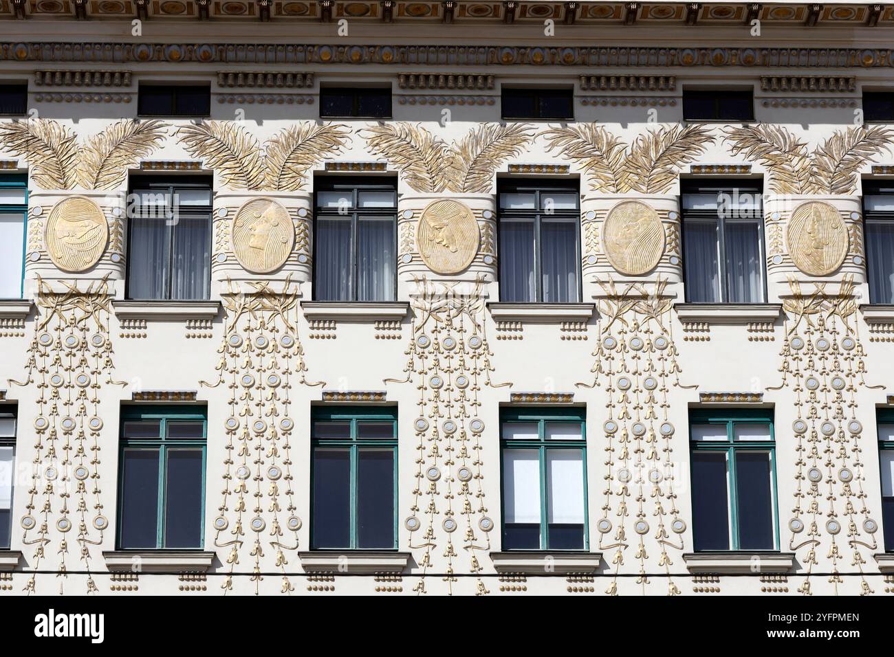 Linke Wienzeile or Medaillon House designed by Otto Wagner in 1898, an ...