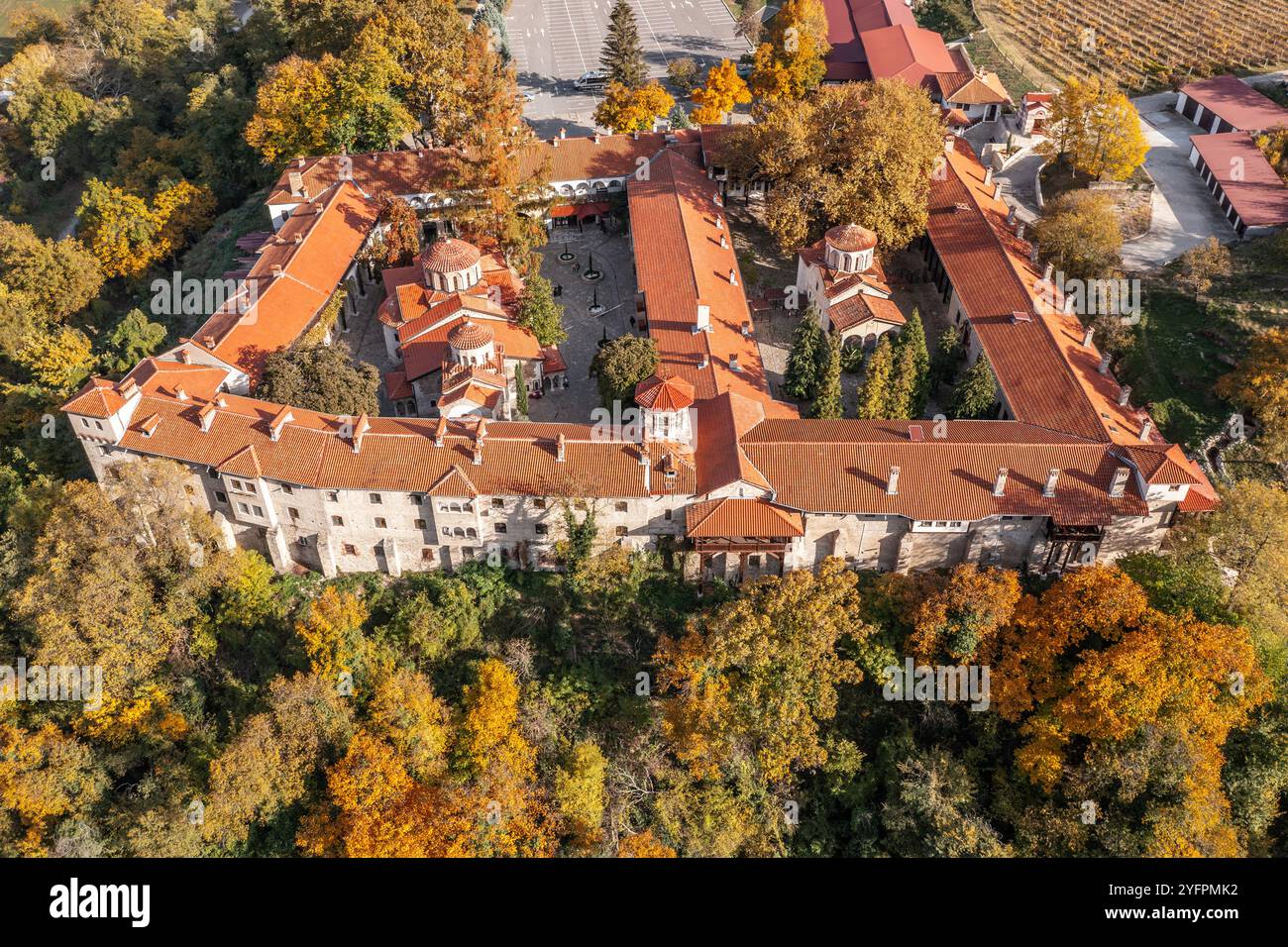 Aerial view to a Bachkovo Monastery "Assumption of the Virgin Mary ...