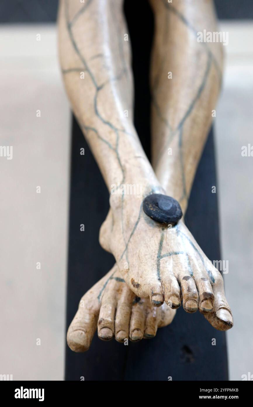 Church of Saint Michael. Jesus on the cross. The crucifixion. Close up ...