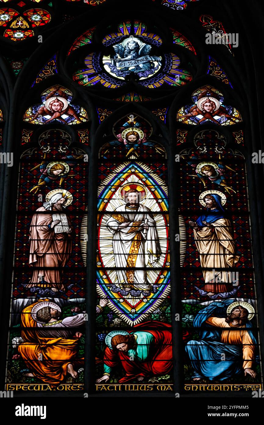 Transfiguration on Mount Tabor, Stained glass. Votive church. Vienna ...