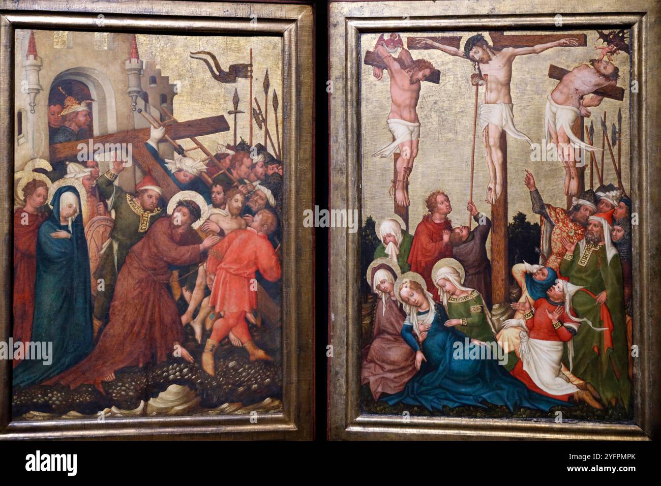 Belvedere museum. Diptych with scenes from the passion. Christ bearing the cross an the ...