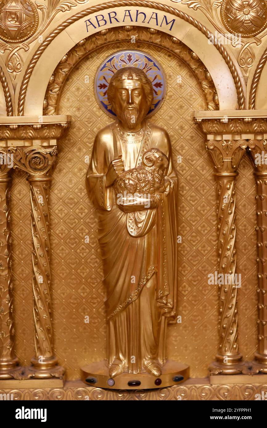 Saint Martin d'Ainay basilica. Main Altar. Golden statue of Abraham ...