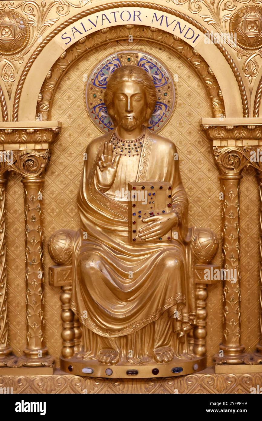 Saint Martin d'Ainay basilica. Salvator Mundi. Jesus Christ giving a ...