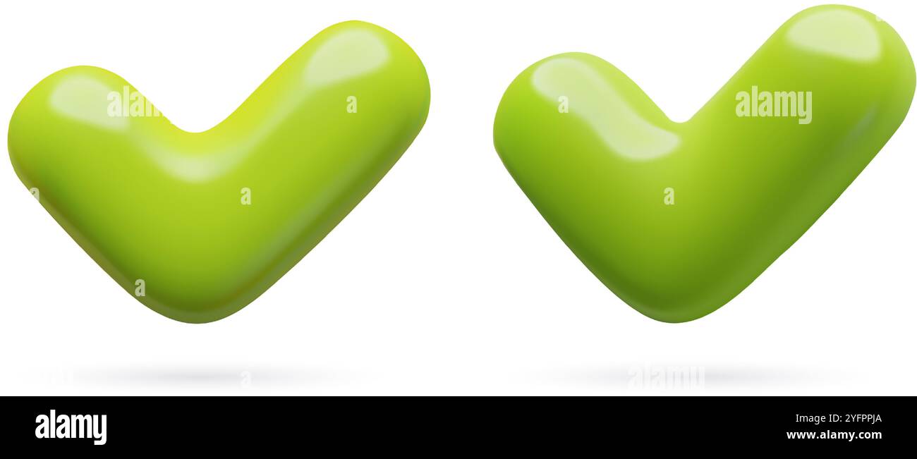 3d realistic green check mark icons set isolated on white background ...