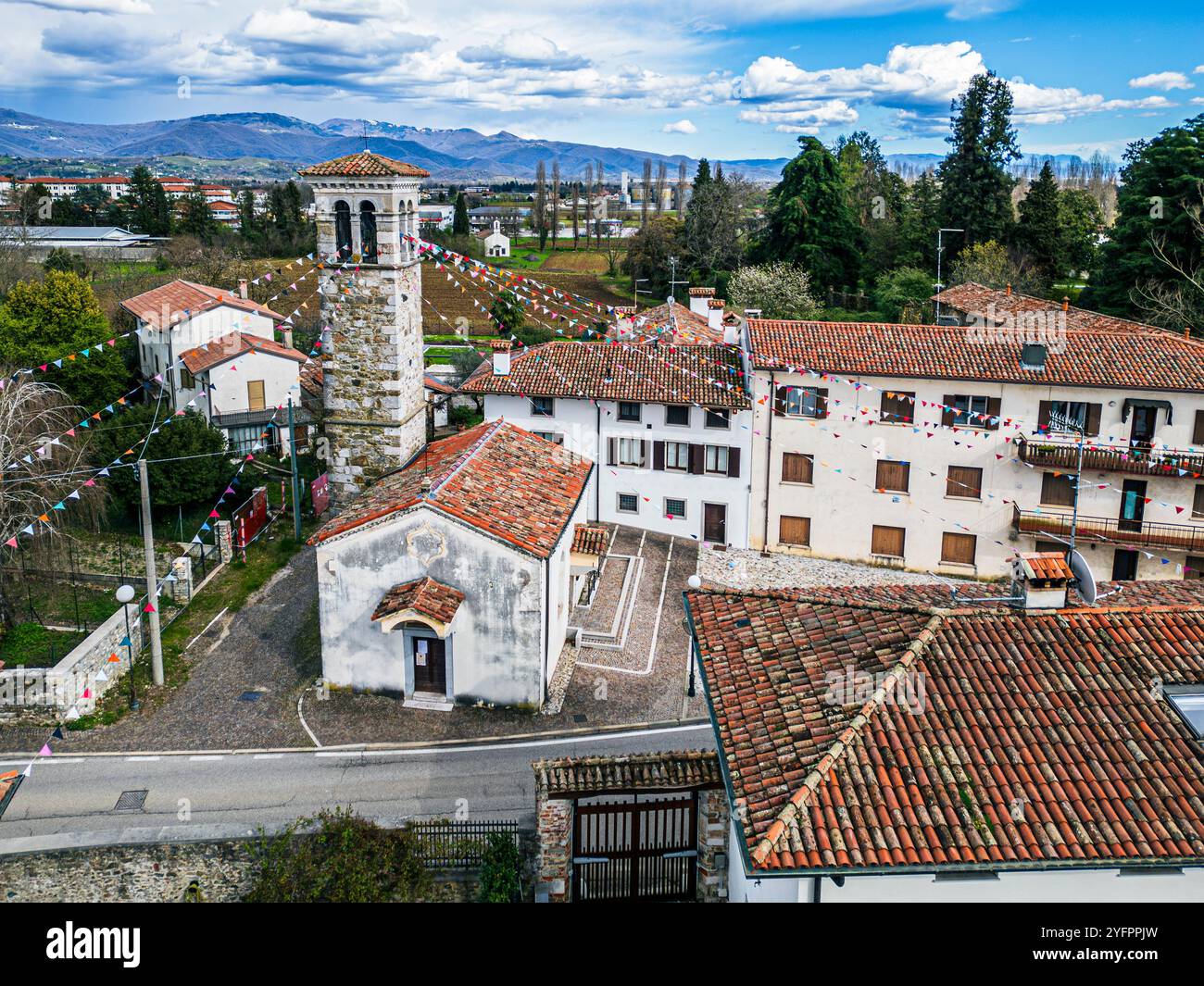 Ancient Friulian village. Laipacco, the ancient church, the historic ...
