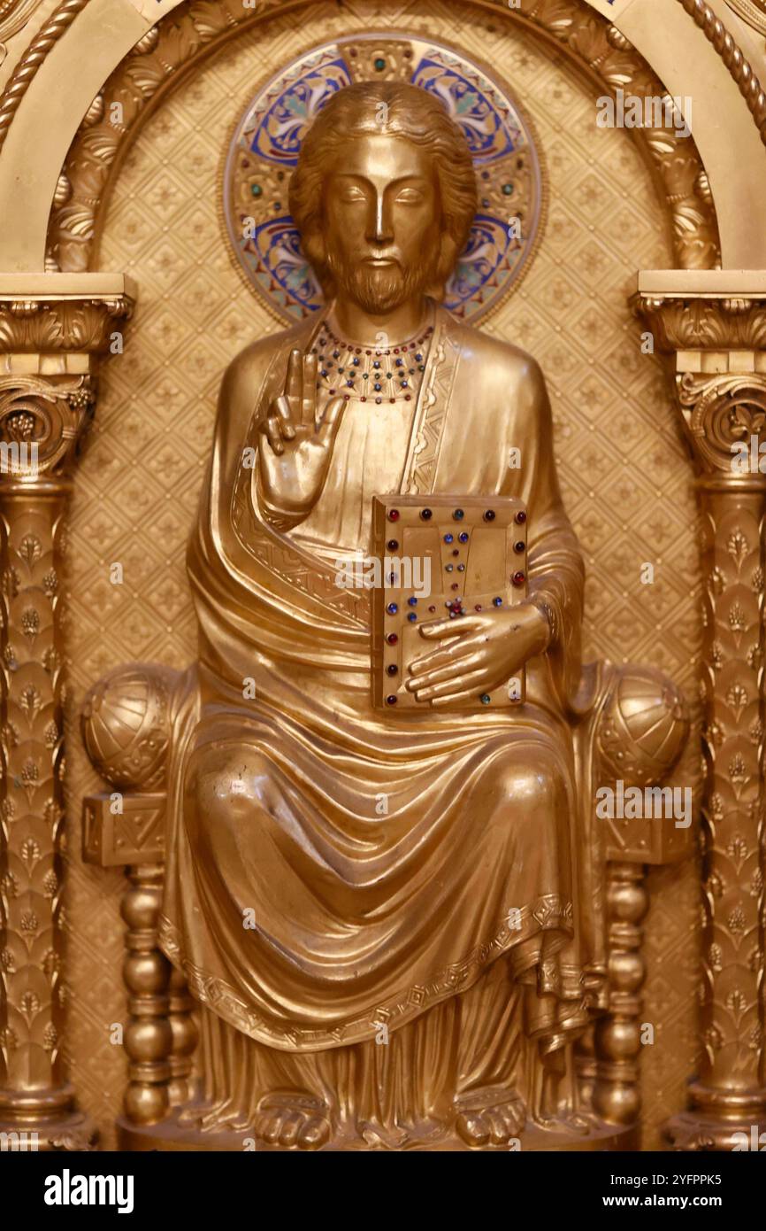 Saint Martin d'Ainay basilica. Salvator Mundi. Jesus Christ giving a ...