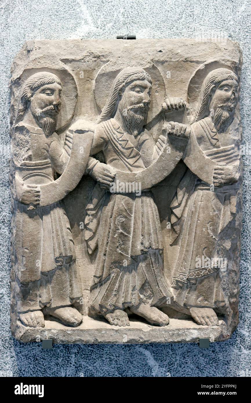 Museum of Fine Arts. Three prophets. 12 th century. Lyon. France Stock ...