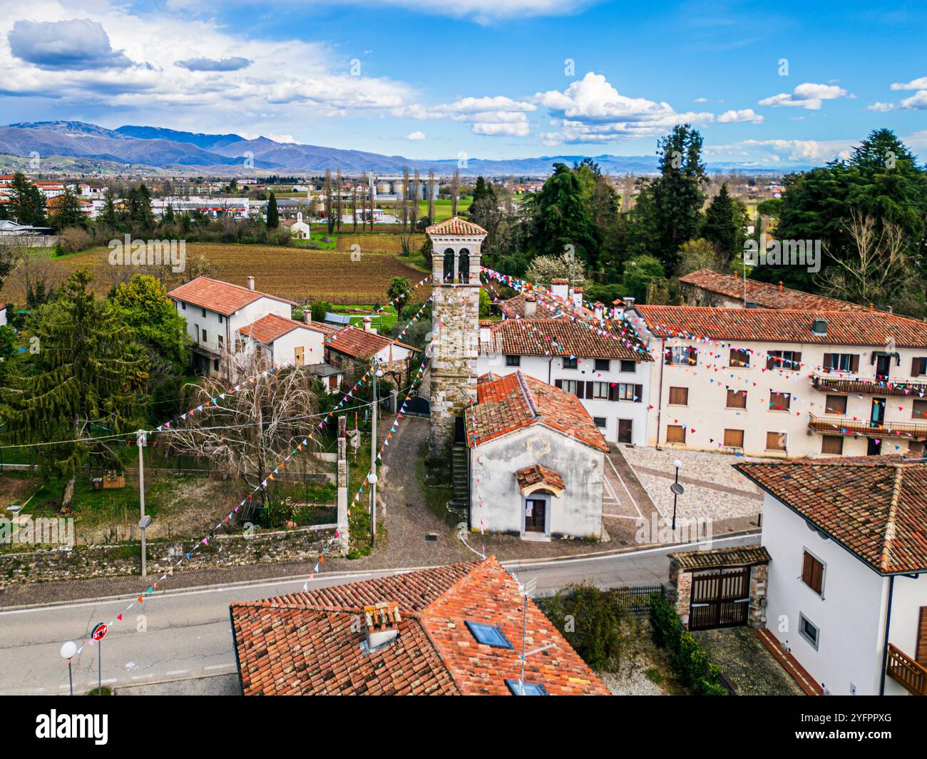 Ancient Friulian village. Laipacco, the ancient church, the historic ...