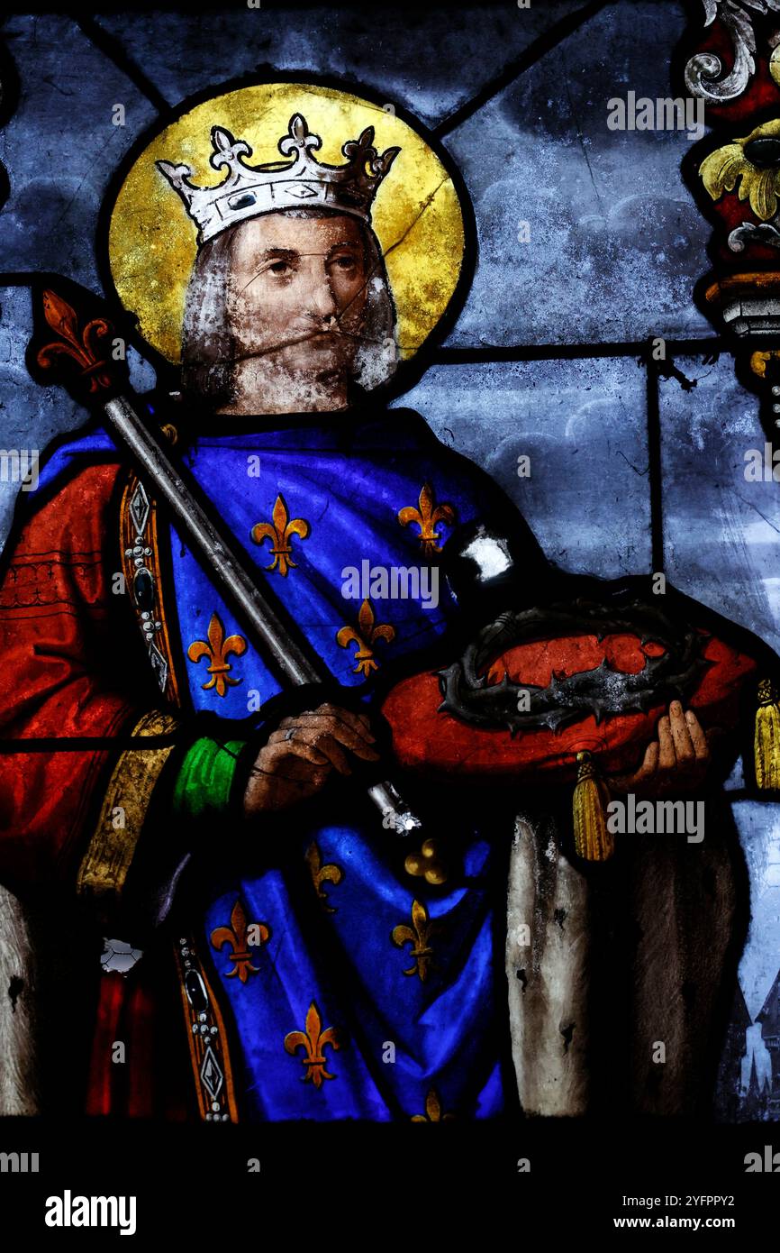 Saint Ferreol church. Stained glass window. Saint Louis IX: King of ...