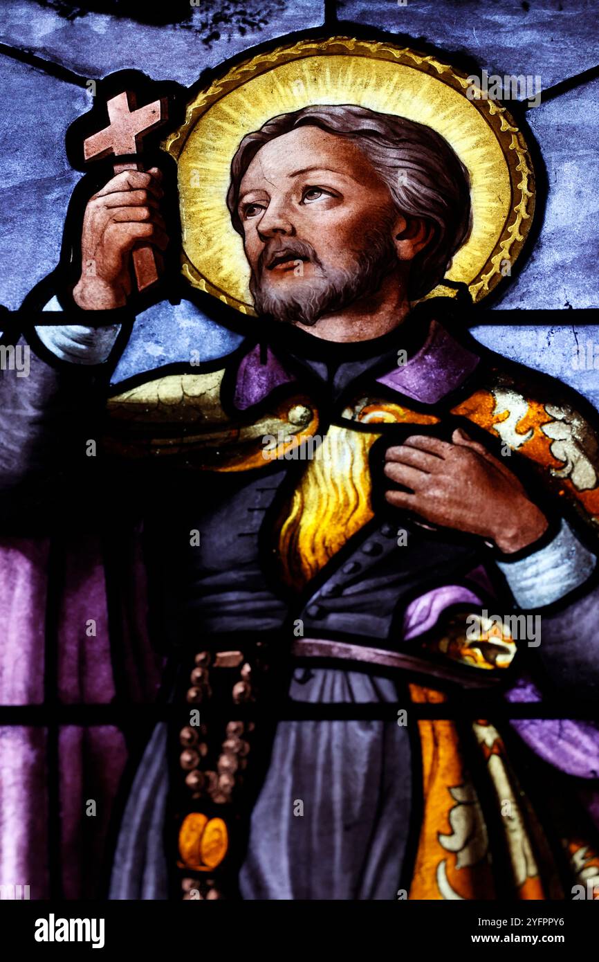 Saint Ferreol church. Stained glass window. Saint Francis Xavier ...