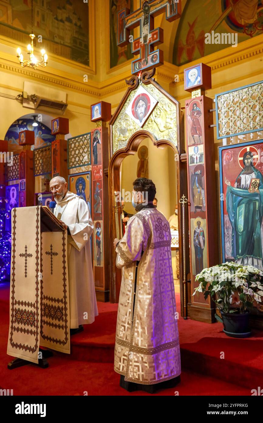 Mass in Saint Volodymyr the Great Greek catholic Ukrainian cathedral ...
