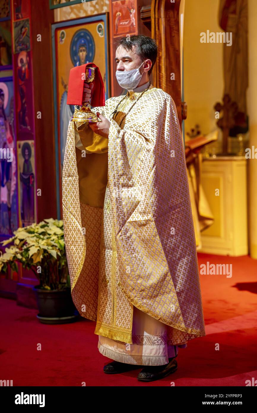 Mass in Saint Volodymyr the Great Greek catholic Ukrainian cathedral ...