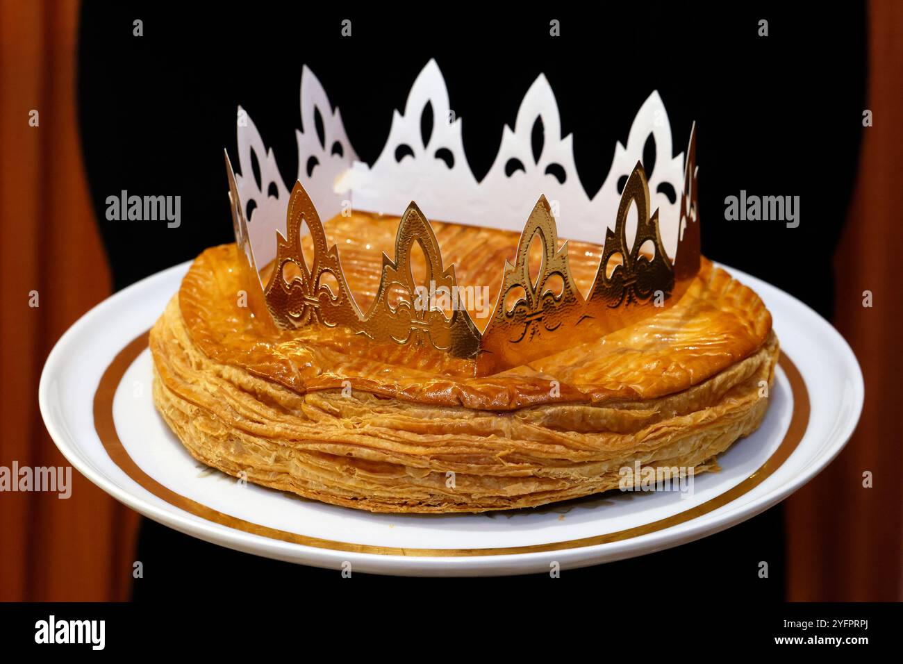 Galette des Rois (French King Cake) with Feve and Crown usually shared ...