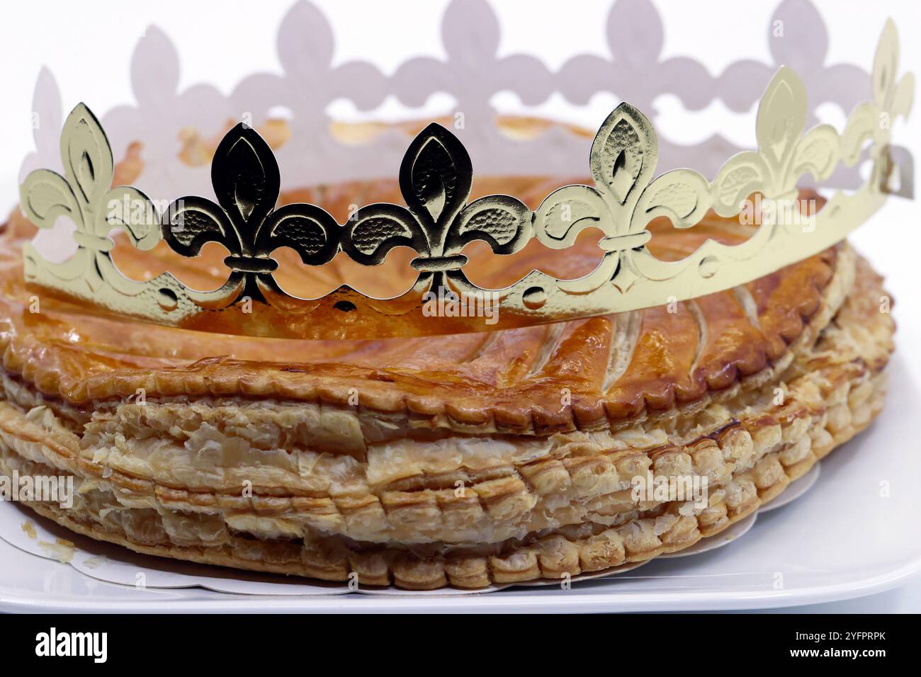 Galette des Rois (French King Cake) with Feve and Crown usually shared ...