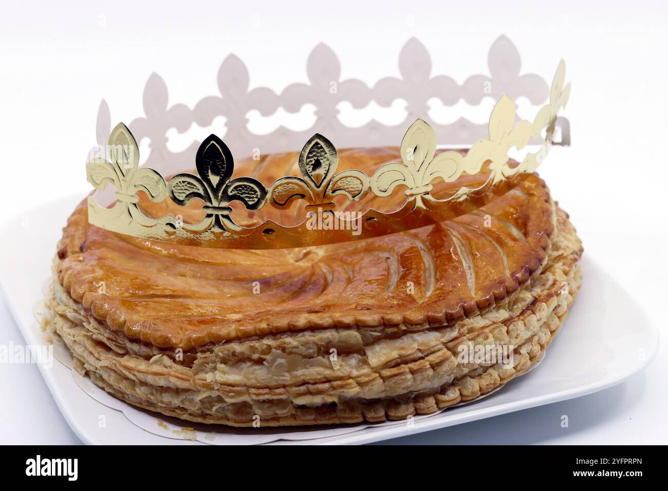 Galette des Rois (French King Cake) with Feve and Crown usually shared ...