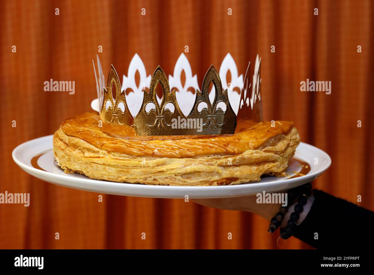 Galette des Rois (French King Cake) with Feve and Crown usually shared ...