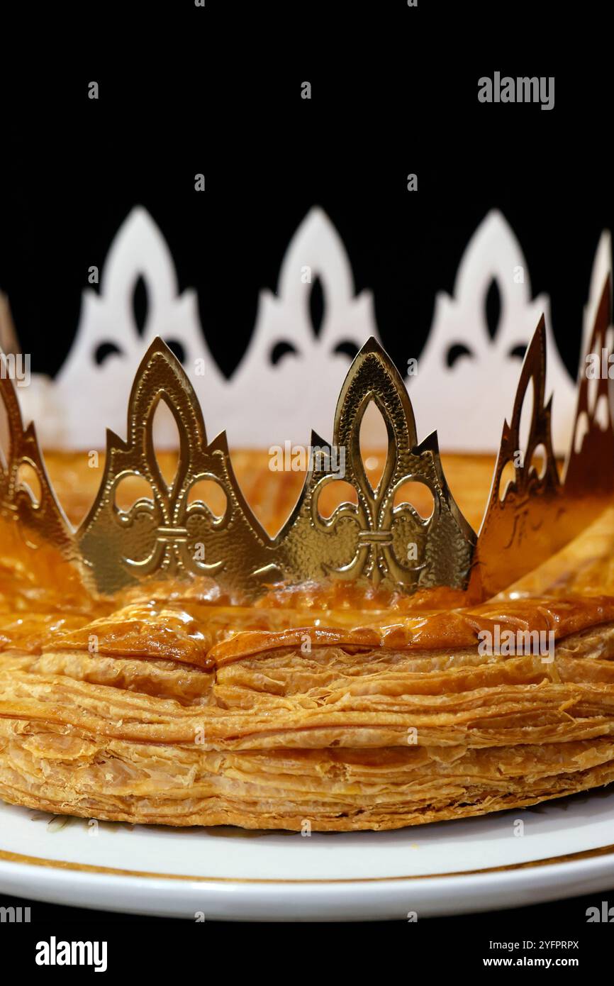 Galette des Rois (French King Cake) with Feve and Crown usually shared ...
