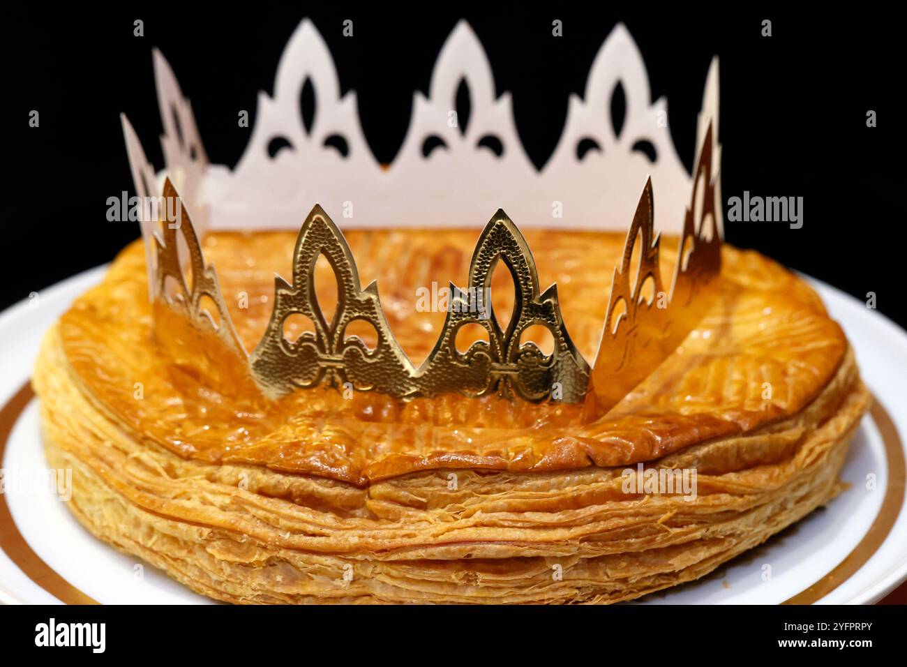 Galette des Rois (French King Cake) with Feve and Crown usually shared ...