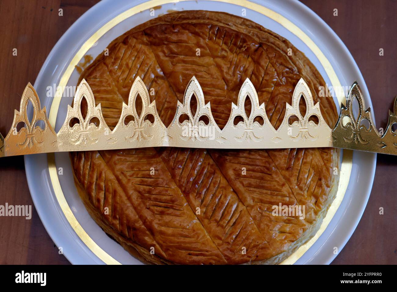 Galette des Rois (French King Cake) with Feve and Crown usually shared ...