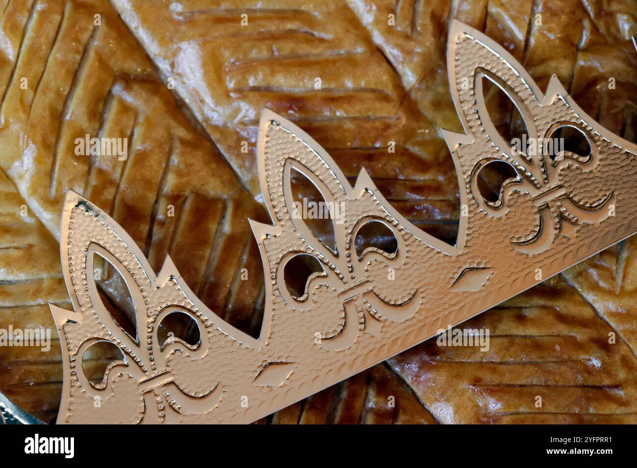 Galette des Rois (French King Cake) with Feve and Crown usually shared ...