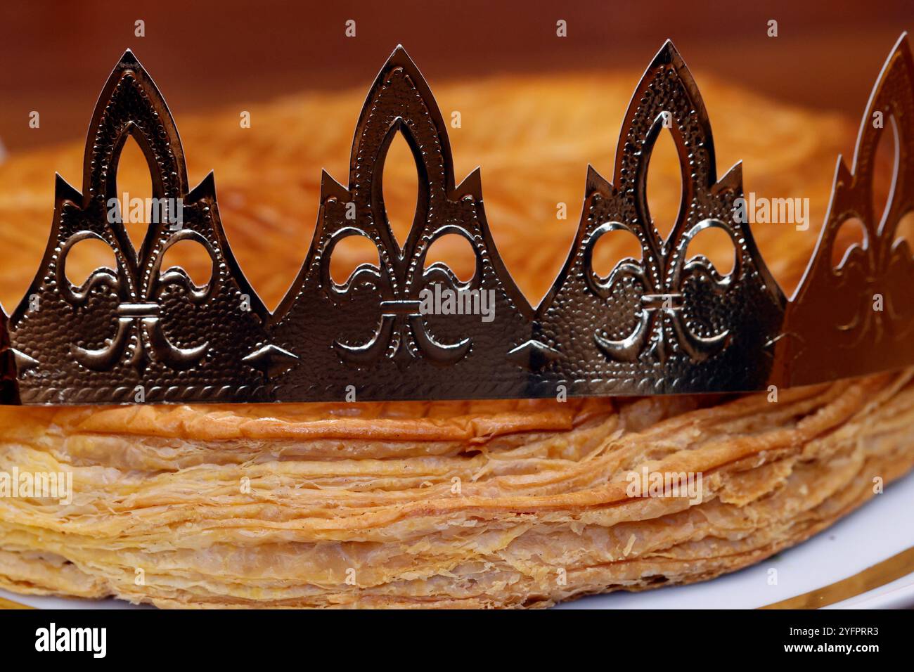 Galette des Rois (French King Cake) with Feve and Crown usually shared ...