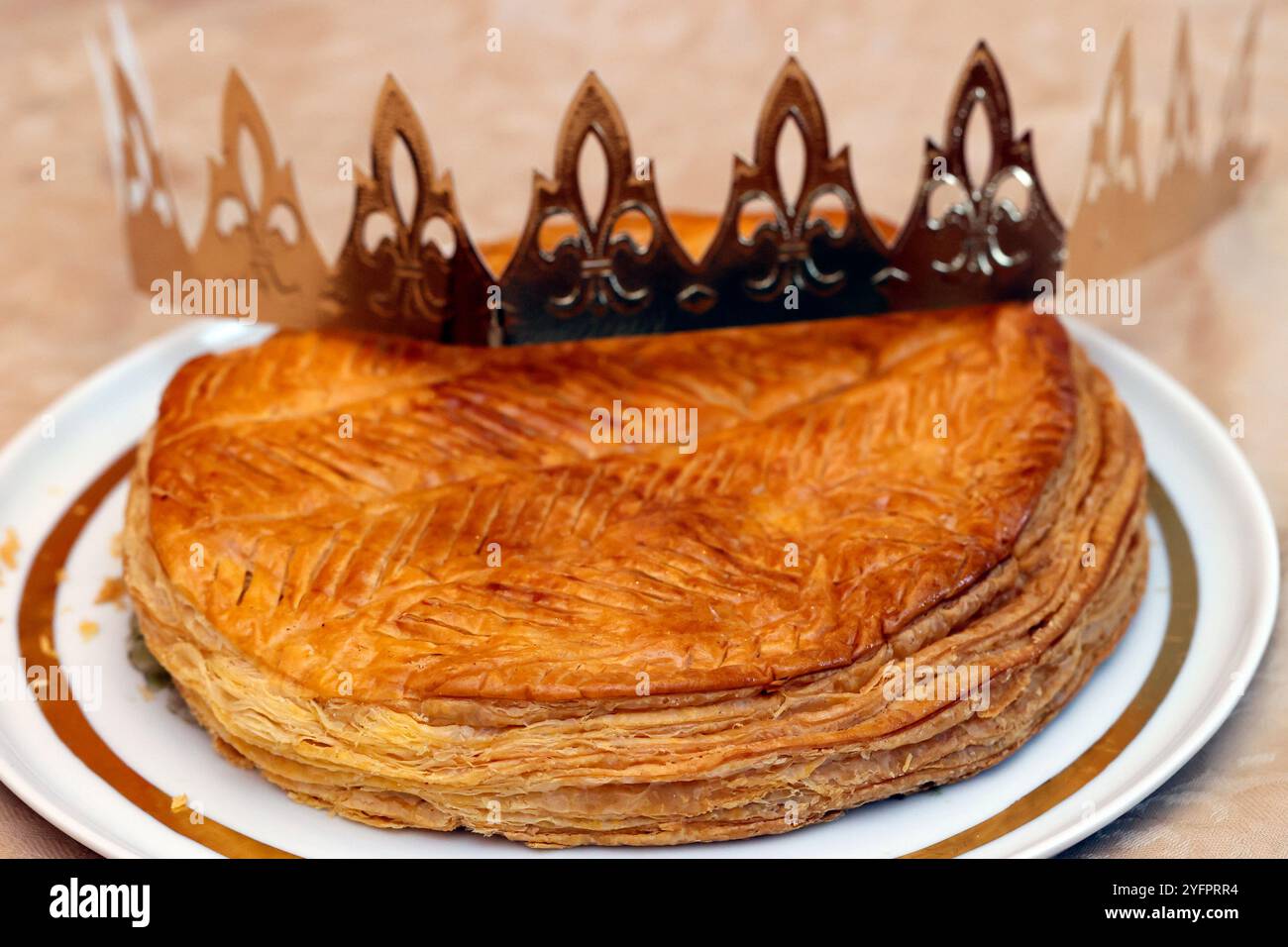 Galette des Rois (French King Cake) with Feve and Crown usually shared ...