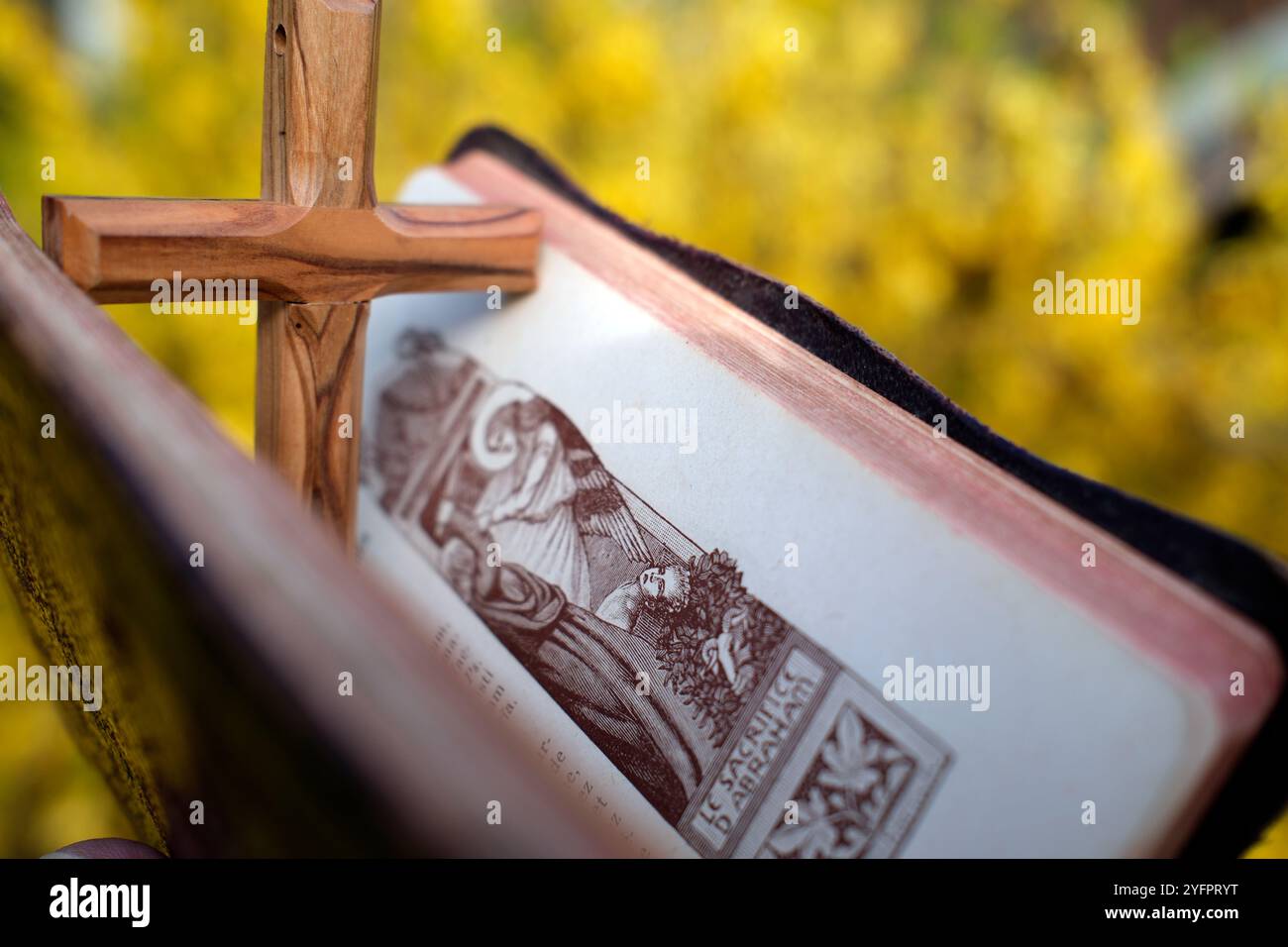 Old roman missal with a wooden cross. Religious symbols Stock Photo - Alamy