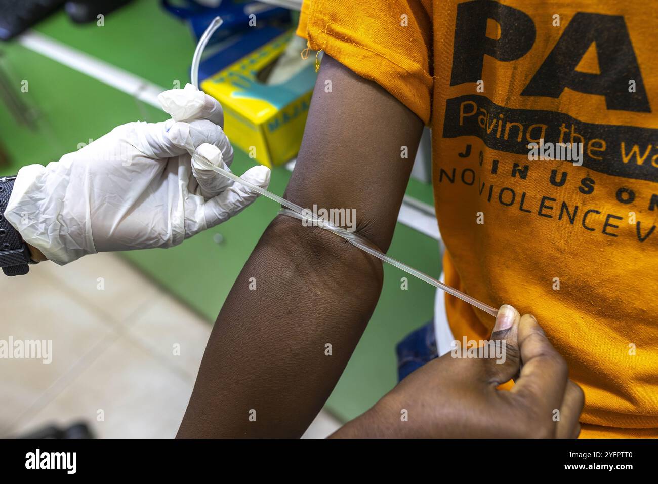 Nurse preparing a blood test in a private hospital in Accra, Ghana ...
