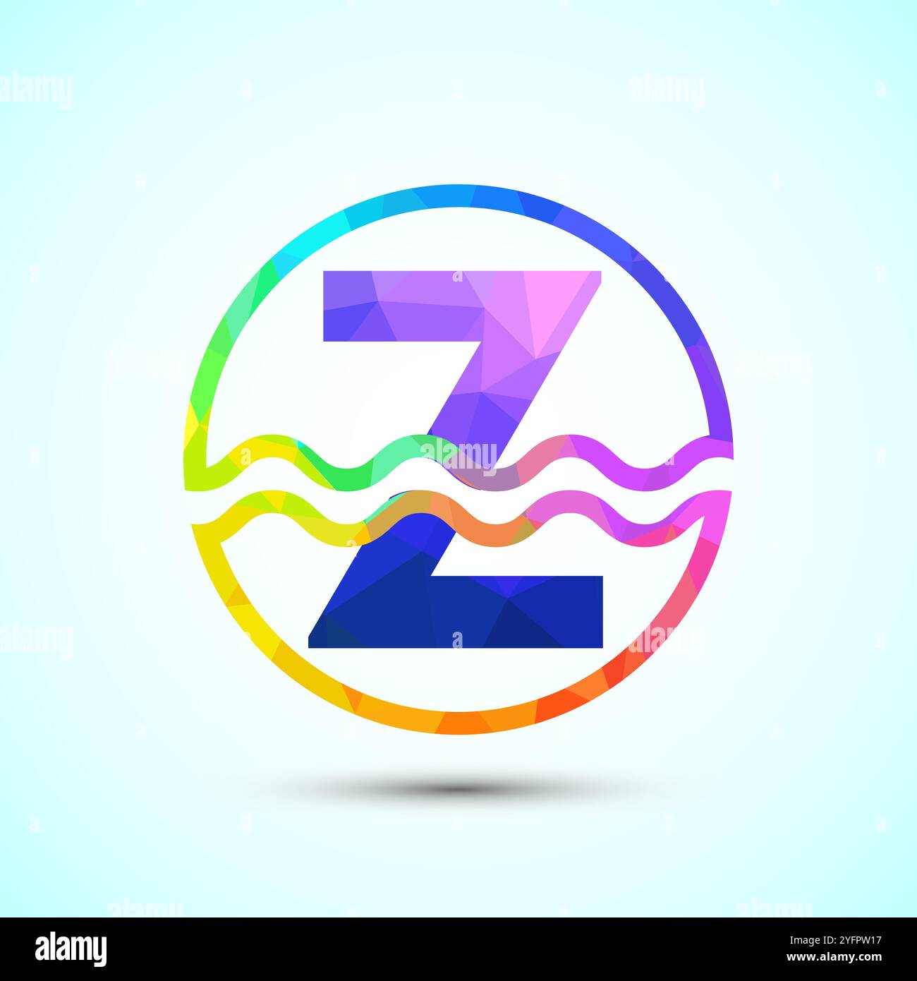 English alphabet in a circle with water waves. Water wave logo design ...