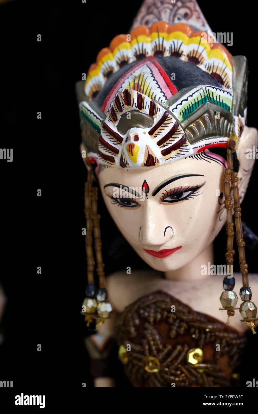 Hand made traditional indonesia wooden puppet used in tradionalt shadow ...