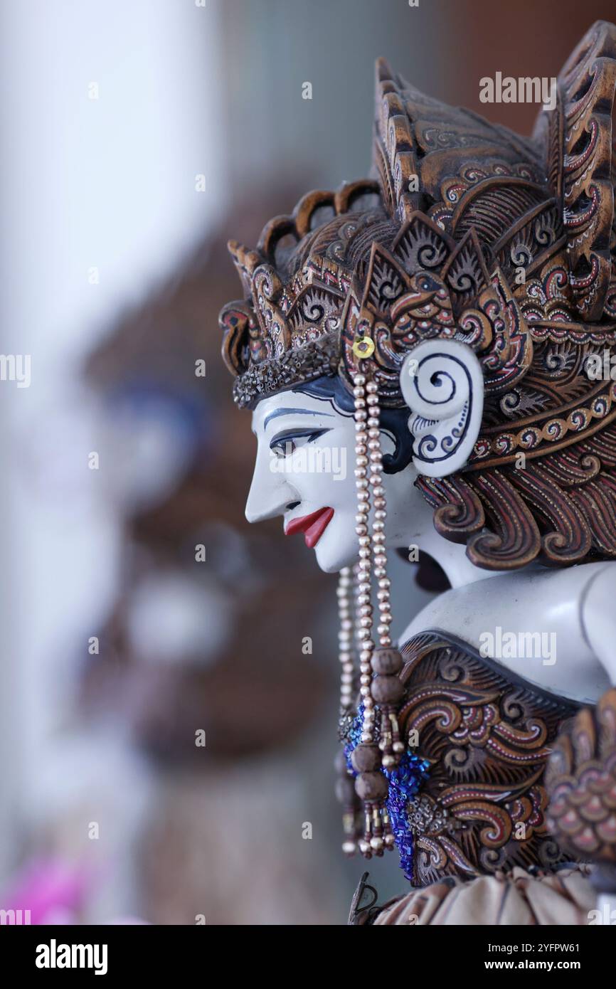 Hand made traditional indonesia wooden puppet used in tradionalt shadow ...