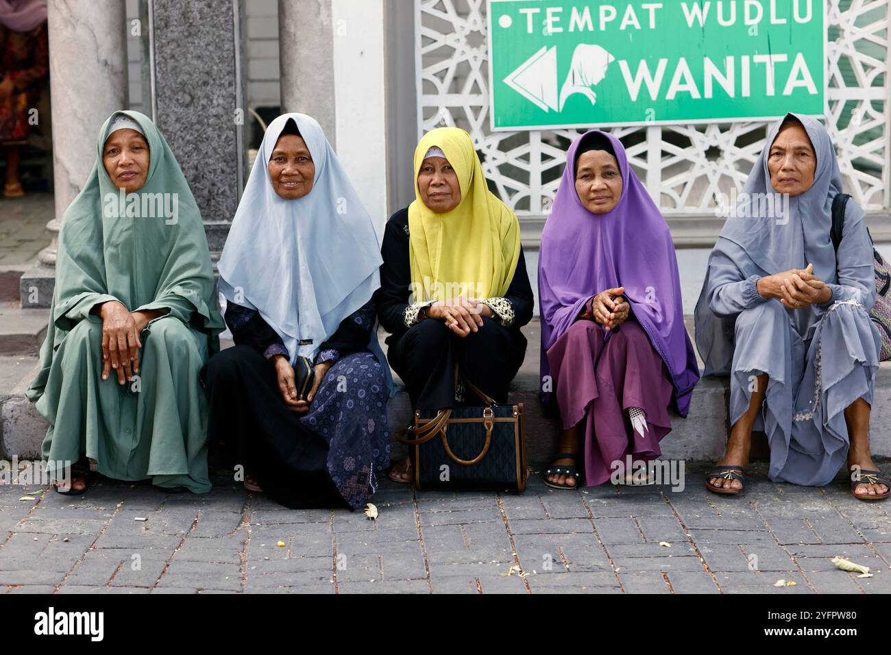 Indonesian women wearing the traditional Islamic hijab veil. Indonesia ...