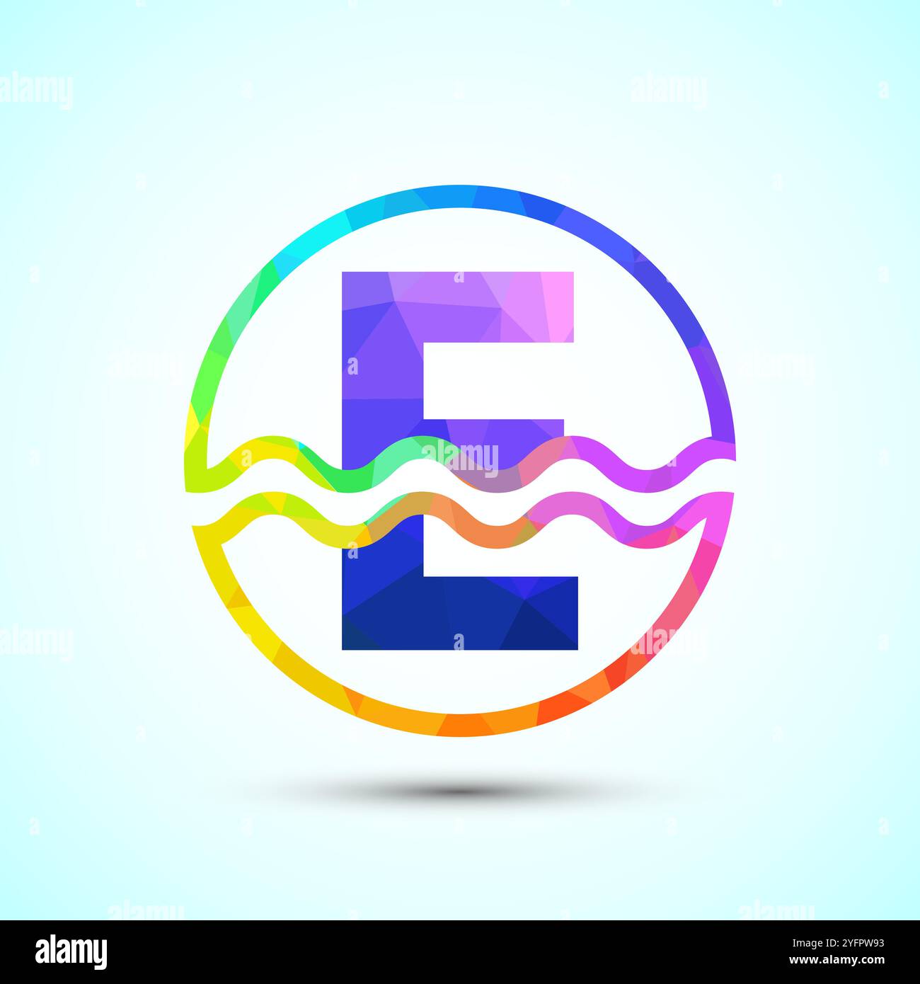 English alphabet in a circle with water waves. Water wave logo design ...