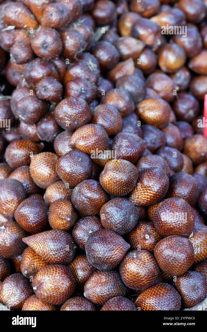 Salak fruit or snake fruit for sale at local food market. Yogyakarta ...