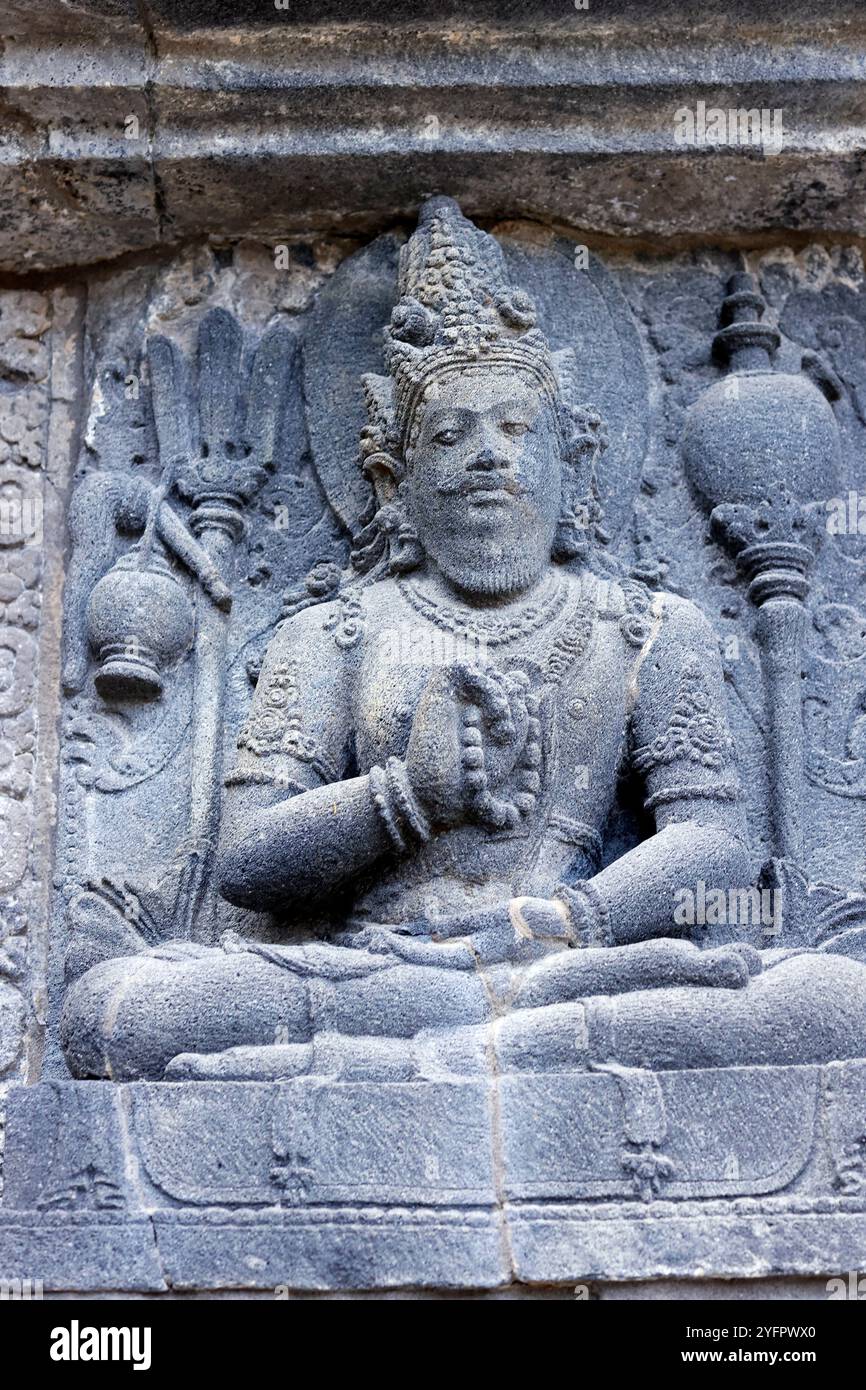 Prambanan 9th century Hindu temple. Bas-reliefs telling the story of ...