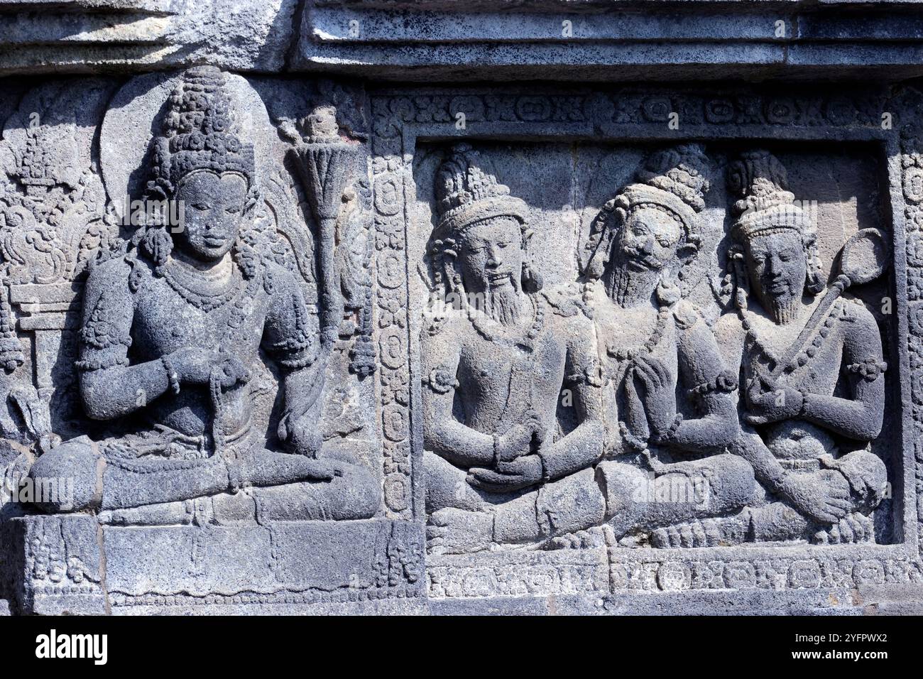 Prambanan 9th century Hindu temple. Bas-reliefs telling the story of ...