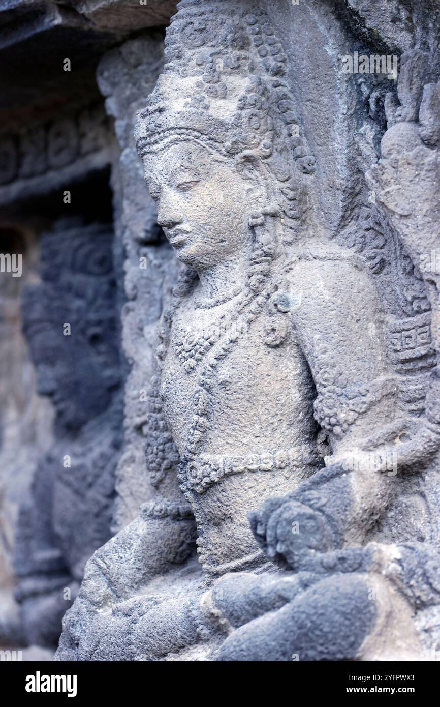 Prambanan 9th century Hindu temple. Bas-reliefs telling the story of ...