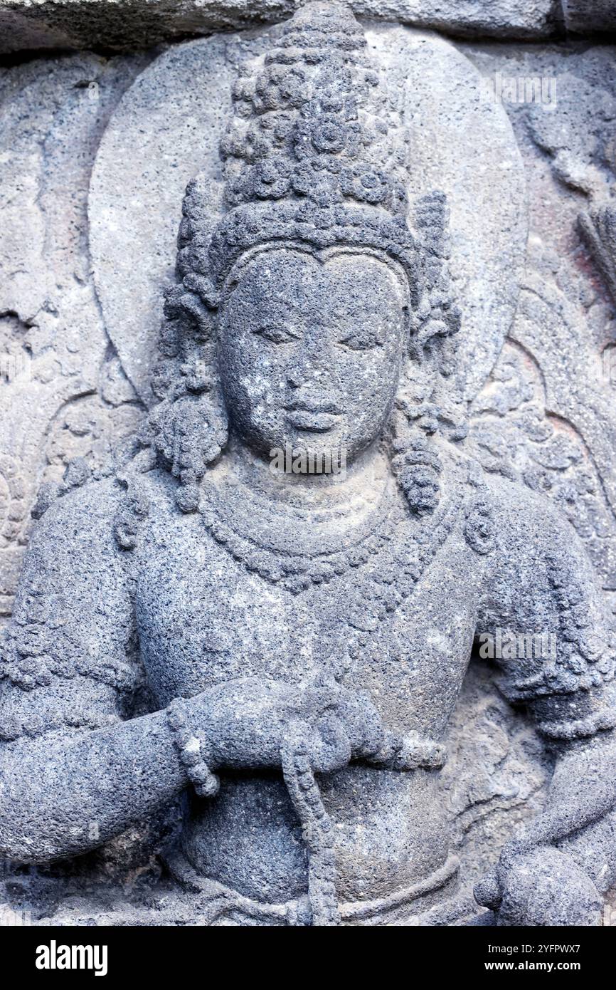 Prambanan 9th century Hindu temple. Bas-reliefs telling the story of ...