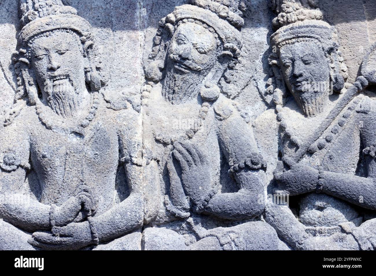 Prambanan 9th century Hindu temple. Bas-reliefs telling the story of ...