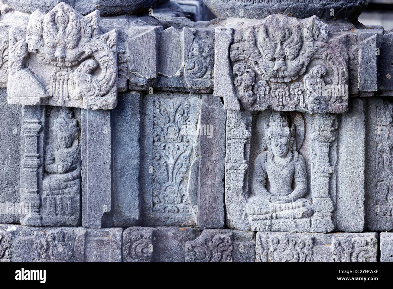 Prambanan 9th century Hindu temple. Bas-reliefs telling the story of ...