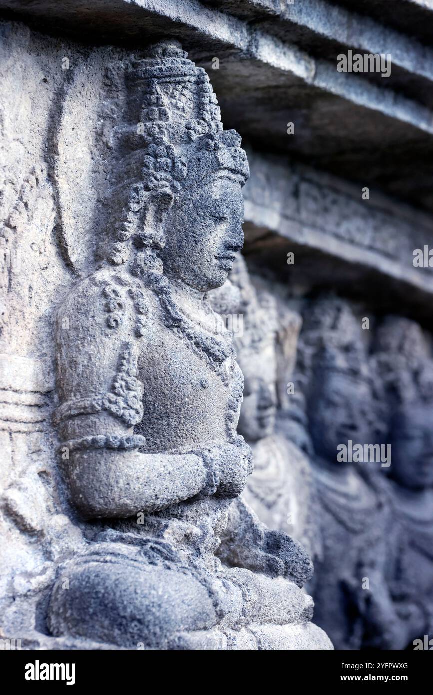 Prambanan 9th century Hindu temple. Bas-reliefs telling the story of ...